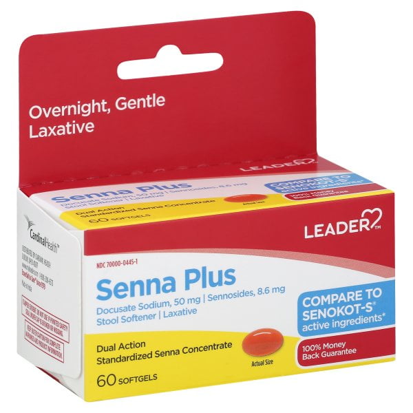 Leader Senna Plus, Laxative & Stool Softener Softgels, 60 ct - Walmart.com