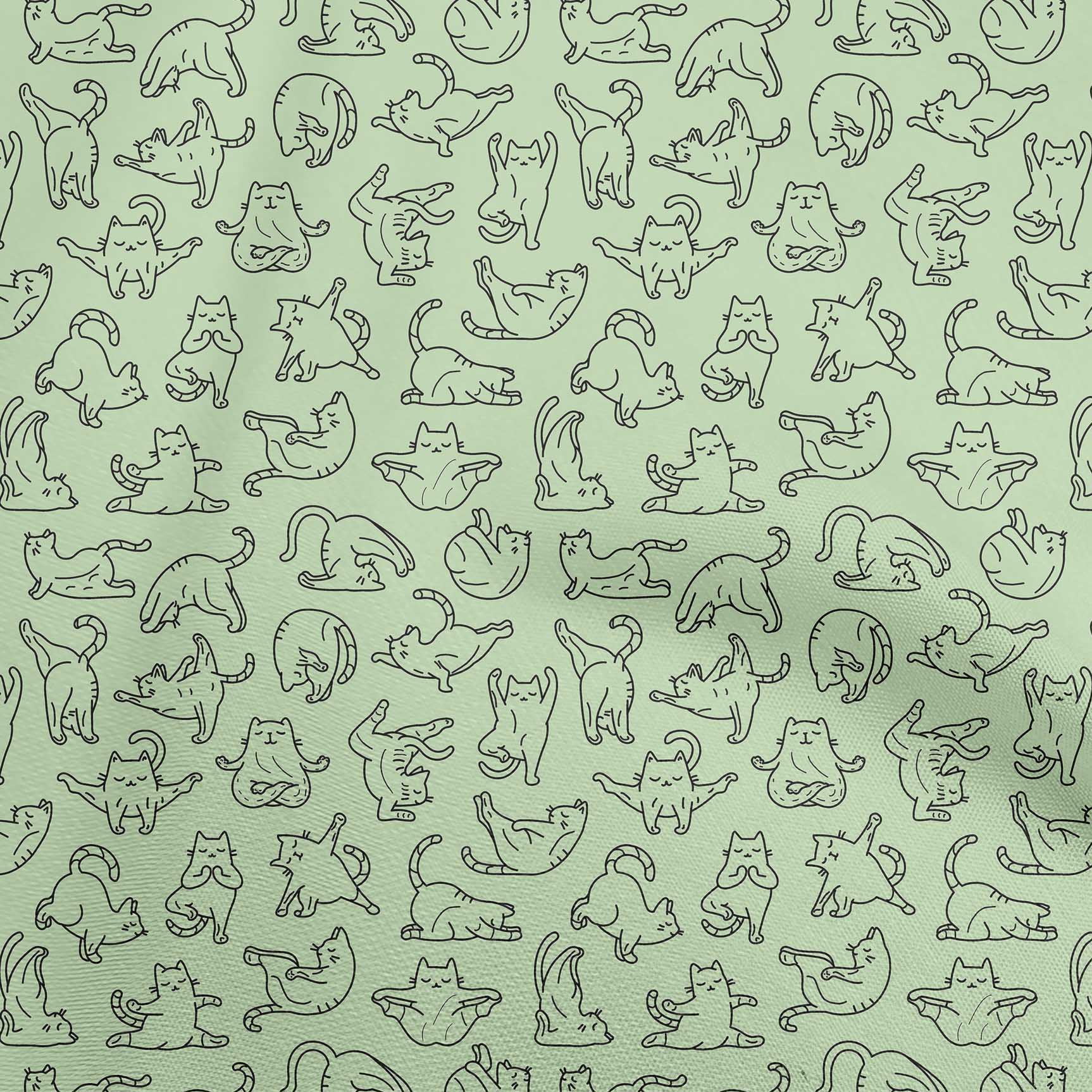 oneOone Cotton Poplin Twill Light Green Fabric Conversational Print ...