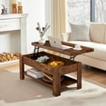 VECELO 39" Wood Lift Top Coffee Table, Rising Center Table with Hidden ...