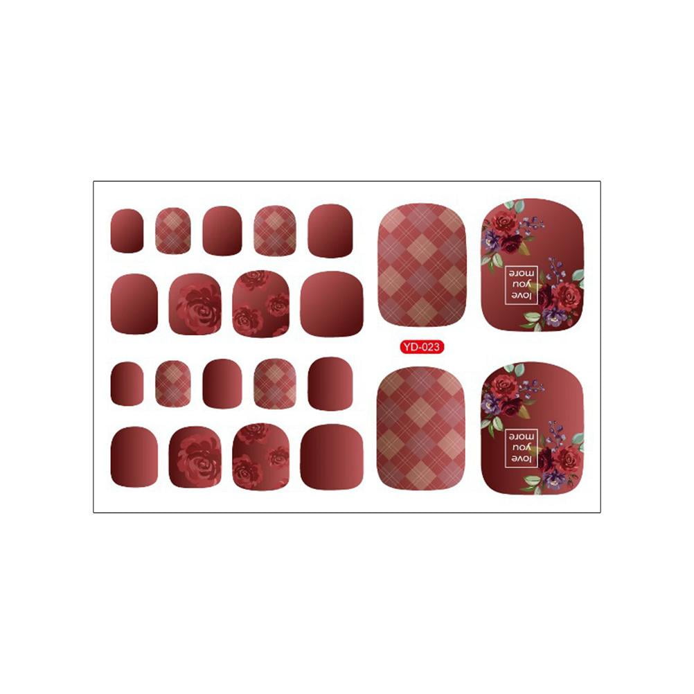 TureClos Full Toe Nail Sticker Waterproof Toenail Polish Wraps Colorful ...