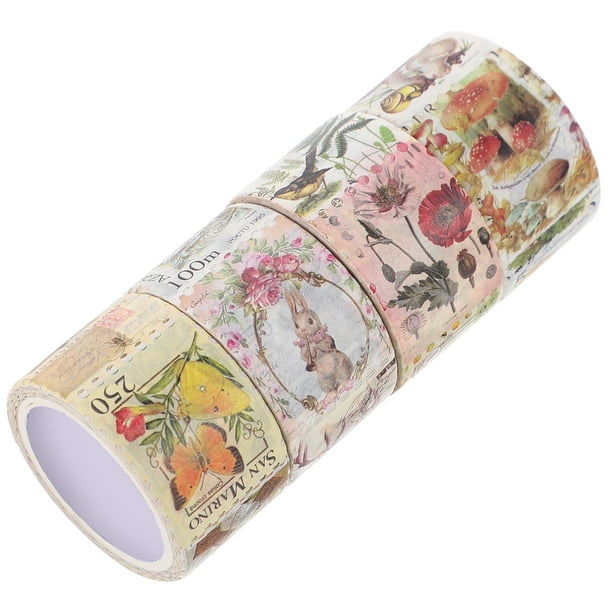 4 Rolls Retro Stamp Stickers Decorative DIY Scrapbook Diary Hand ...