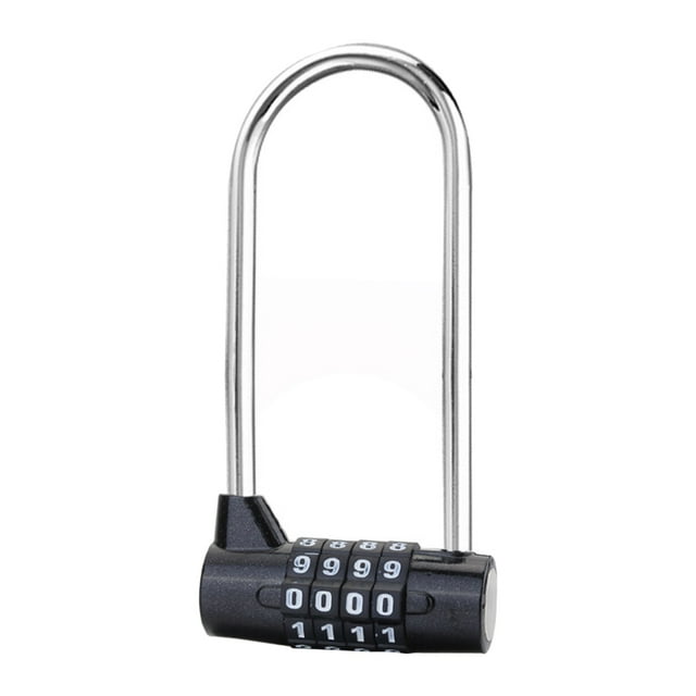 4 Digit Combination Padlock Long Shackle Resettable Padlock Combination ...