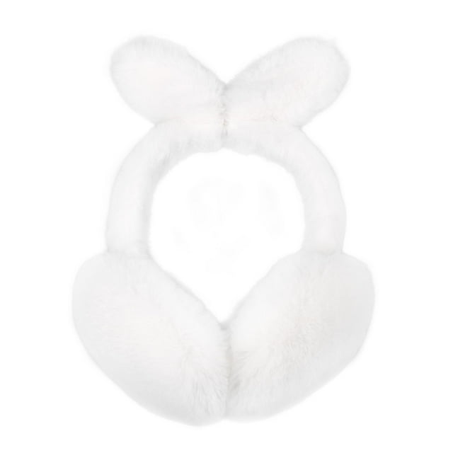 Kids Ear Cover Plush Bunny Ear Foldable Winter Ear Muffs, White ...