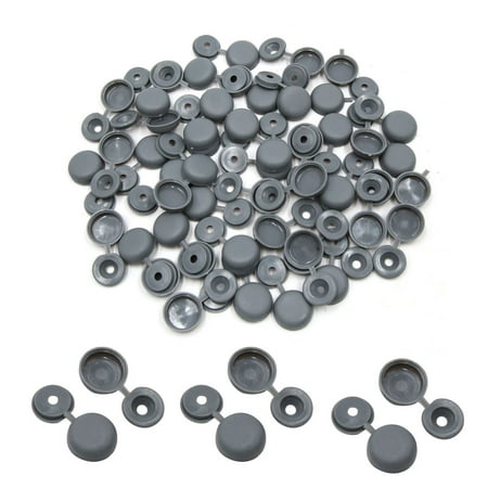 50pcs Gray Hinged Plastic Clips Screw Fold Caps Cover 4mm for Auto Car ...