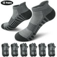 Loritta 12 Pairs Mens Socks Gray Running Ankle Socks Low Cut Cushioned ...