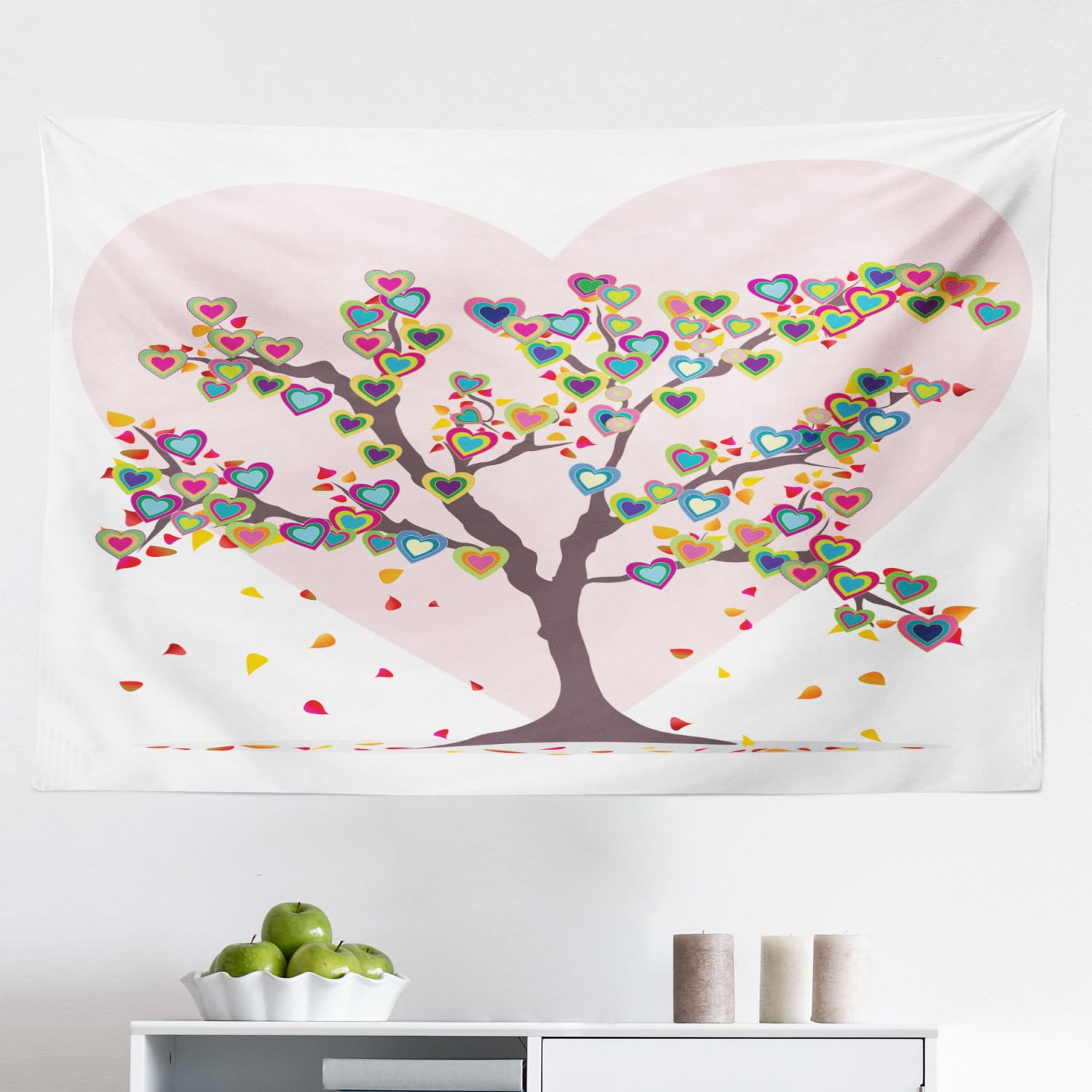 Love Tapestry, Hearts for Valentine Vertical Stripes Lines Ornament ...