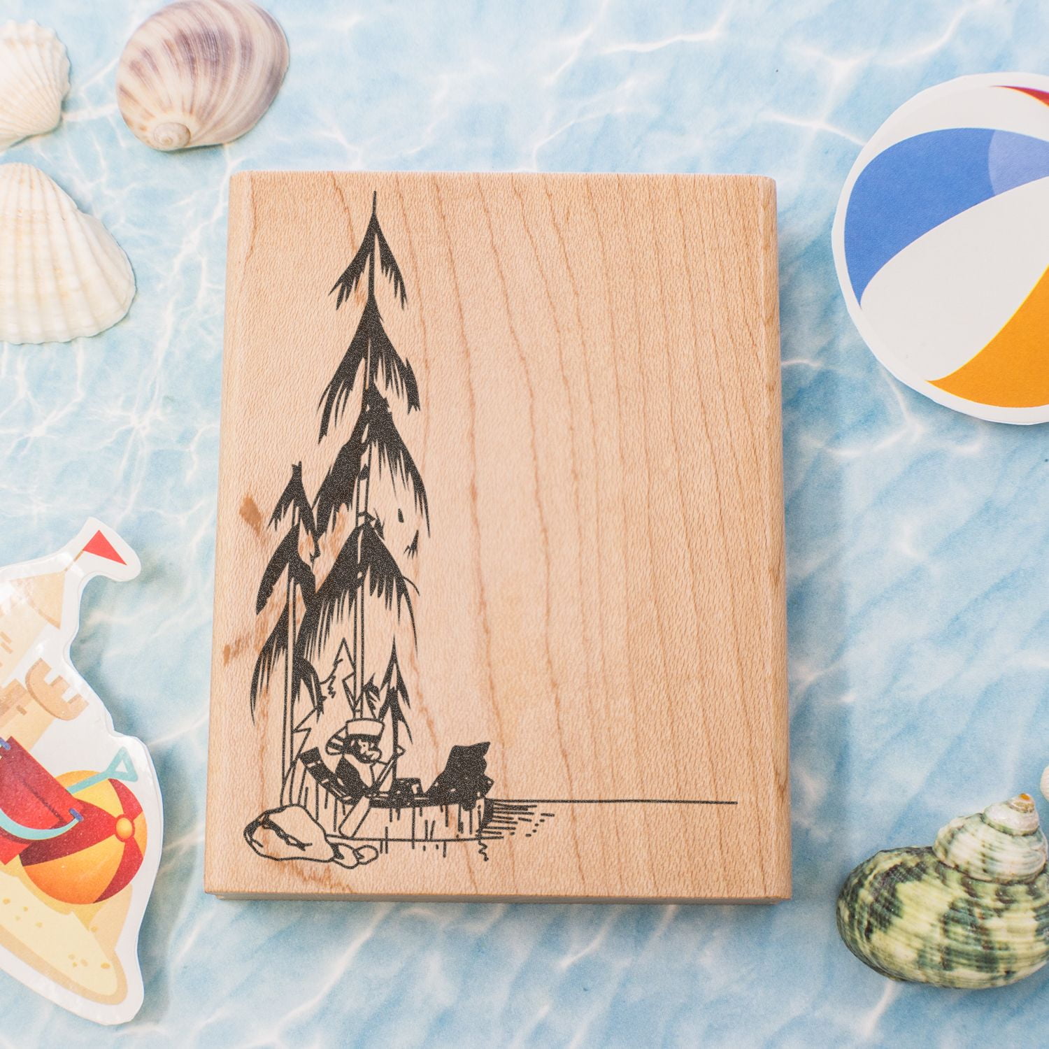 Canoe Art Rubber Stamp, Laser Engraved Craft Stamp on Wood Mounted ...