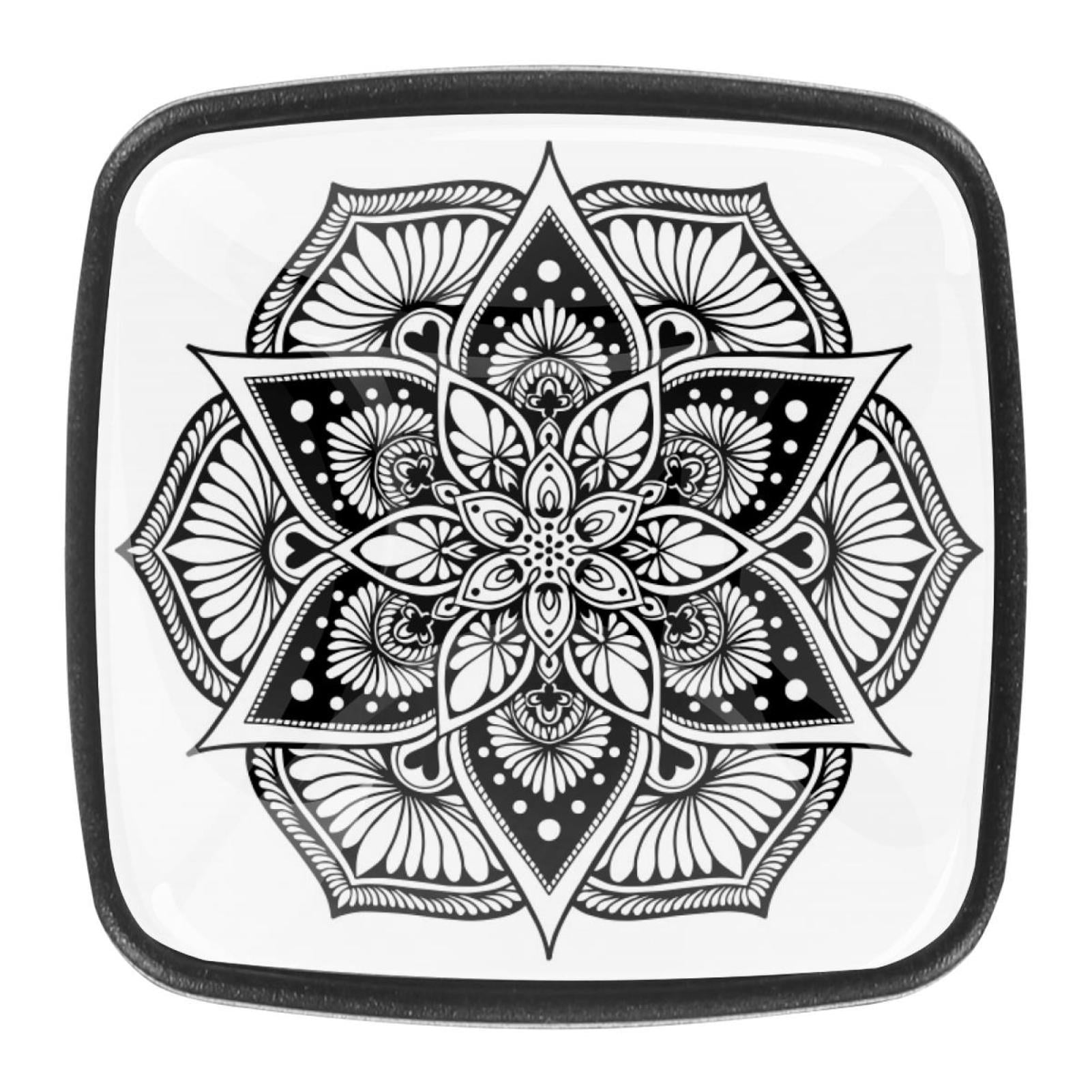 Ownta Mandalas Coloring Square Glass Drawer Handles Knobs Pulls With ...
