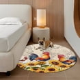 5ft Round Rug Chicken Sunflowers Area Rugs for Living Room Bedroom ...