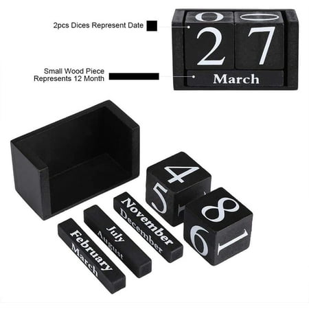 Vintage Wooden Calendar Desktop Time Concept Rustic Wood Blocks Chic ...