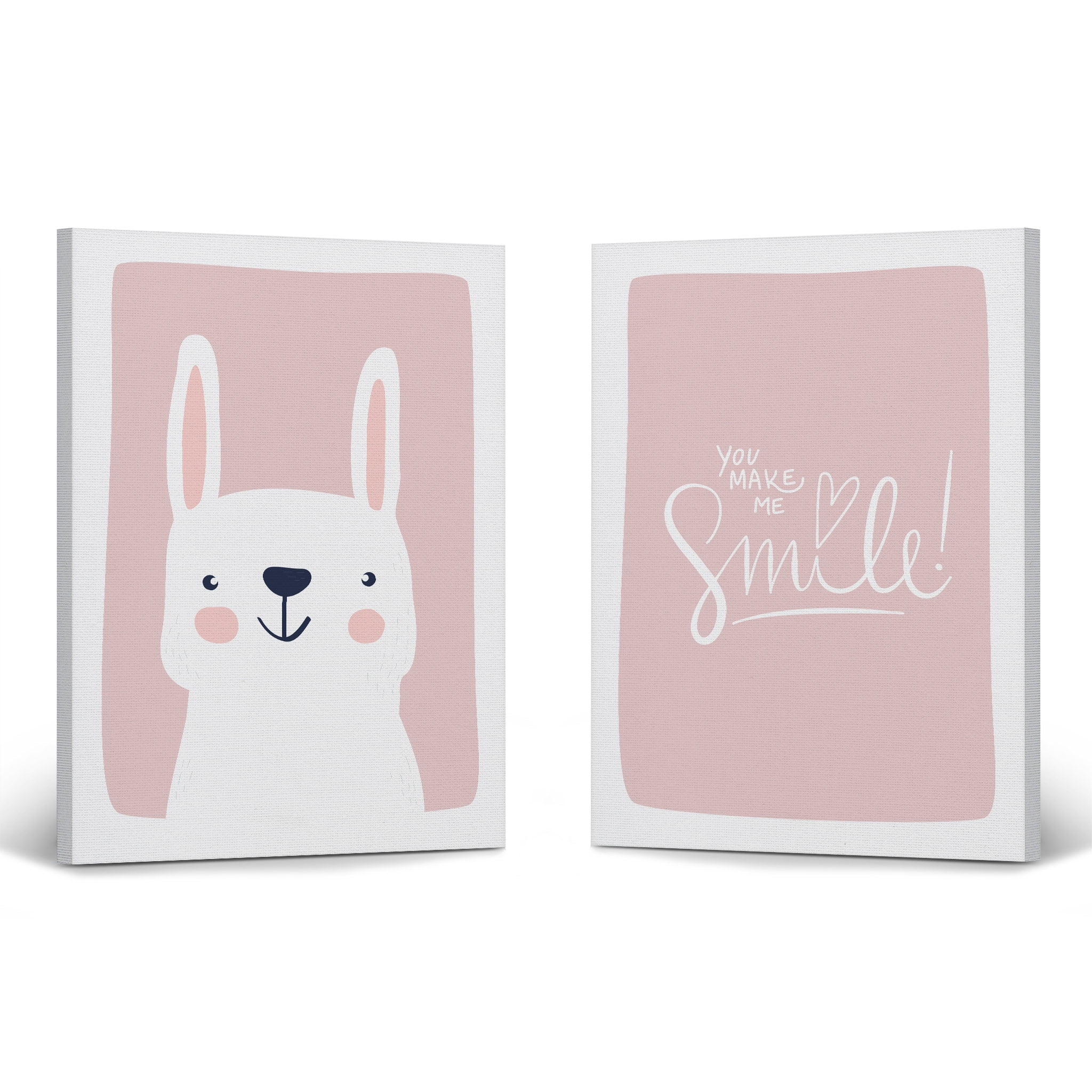Smile Art Design Cute Rabbit and Motivational Quote Pink Background 2 ...