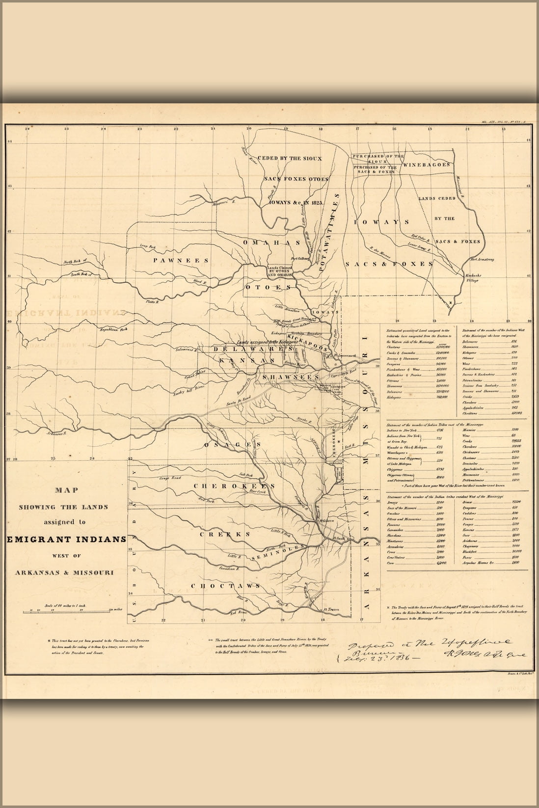 24"x36" Gallery Poster, map of indian reservations West of Missouri ...