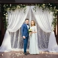 TETOU 10x10ft Tulle Backdrop Curtain with Lights String, Sheer Backdrop ...