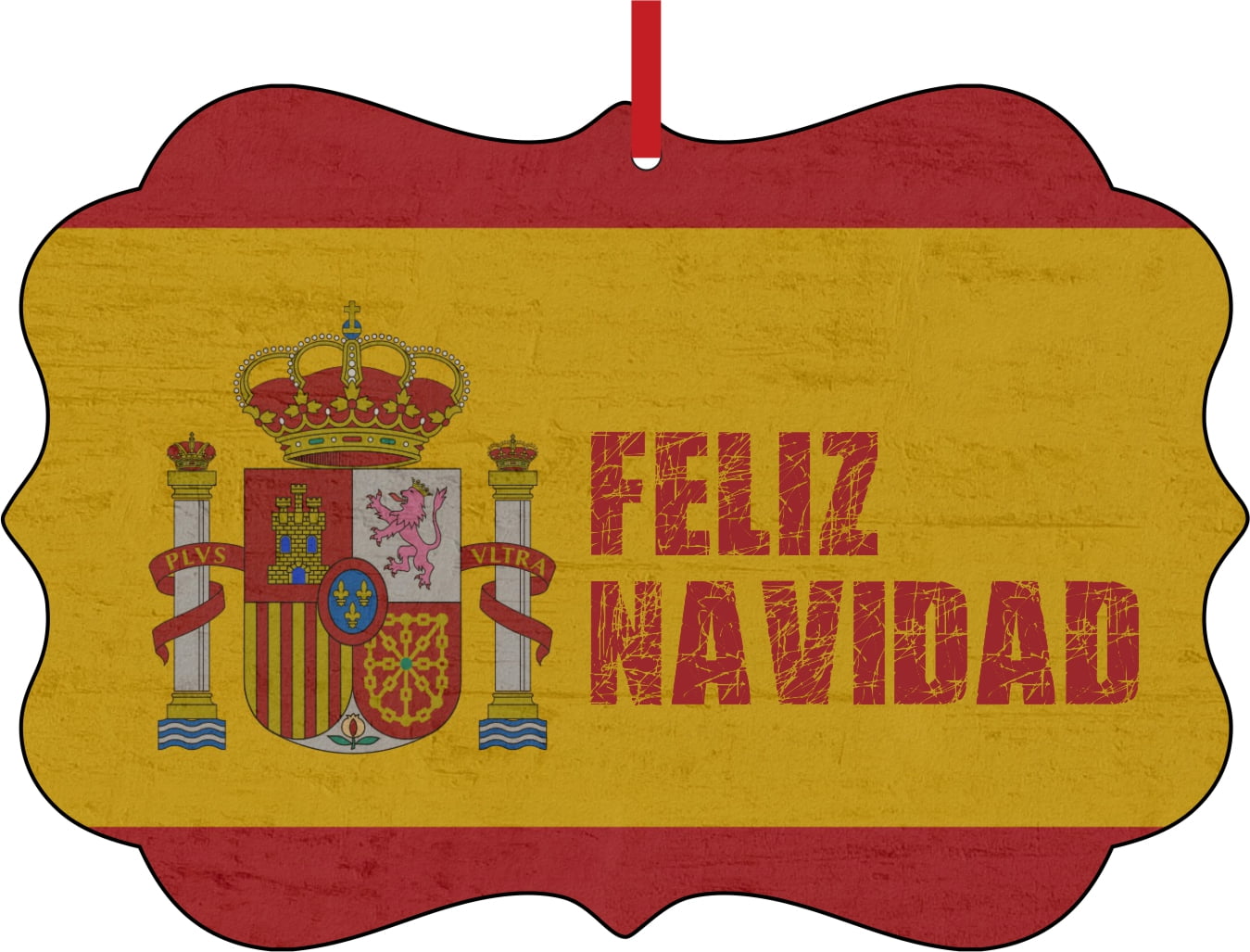 Spain Flag Feliz Navidad Spanish Grunge Double Sided Elegant Aluminum ...