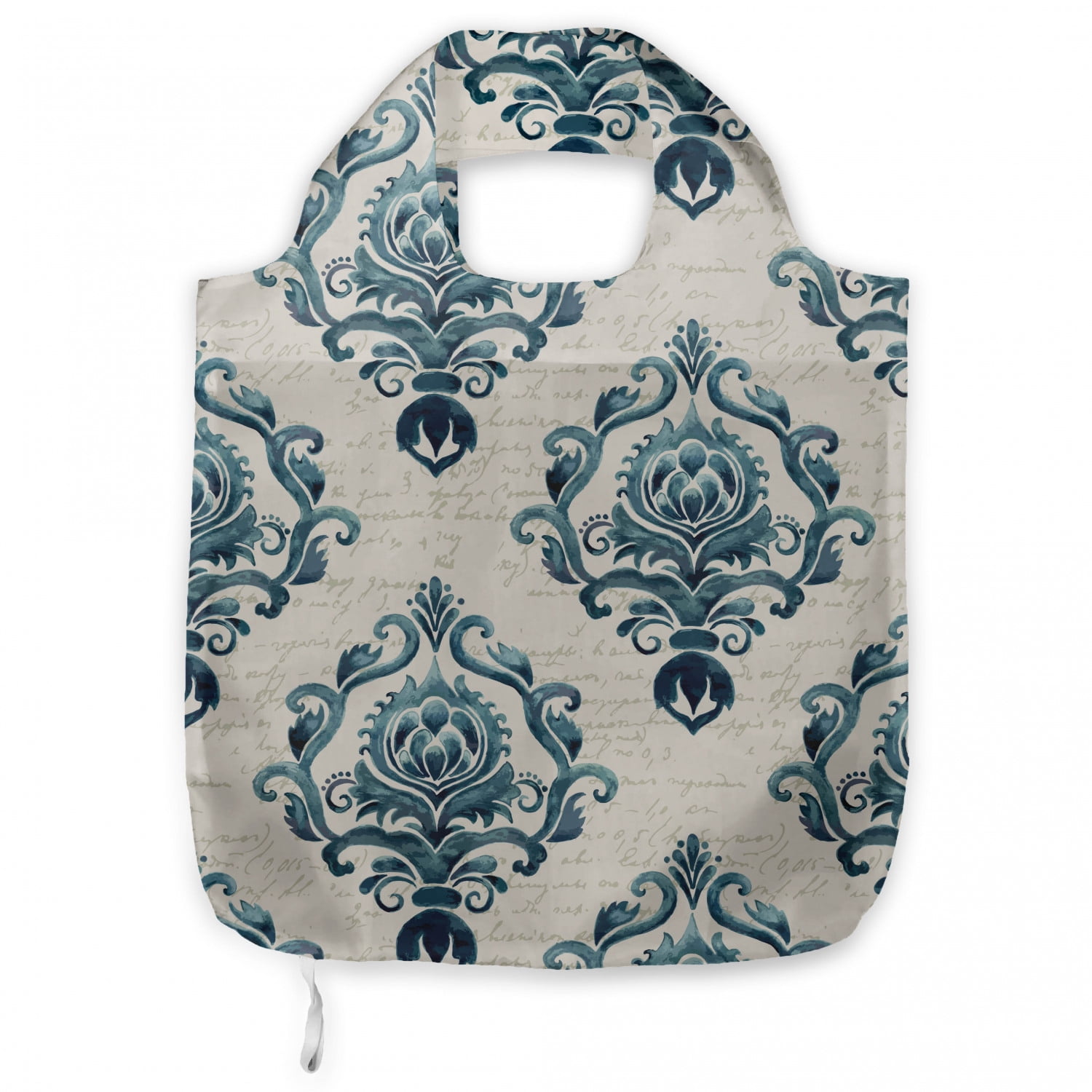 Damask Fabric Shopping Tote, Nostalgia Themed Composition with Baroque ...
