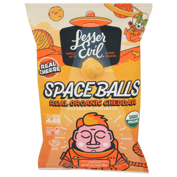 LesserEvil Space Balls, Real Organic Cheddar, 5 oz - Walmart.com