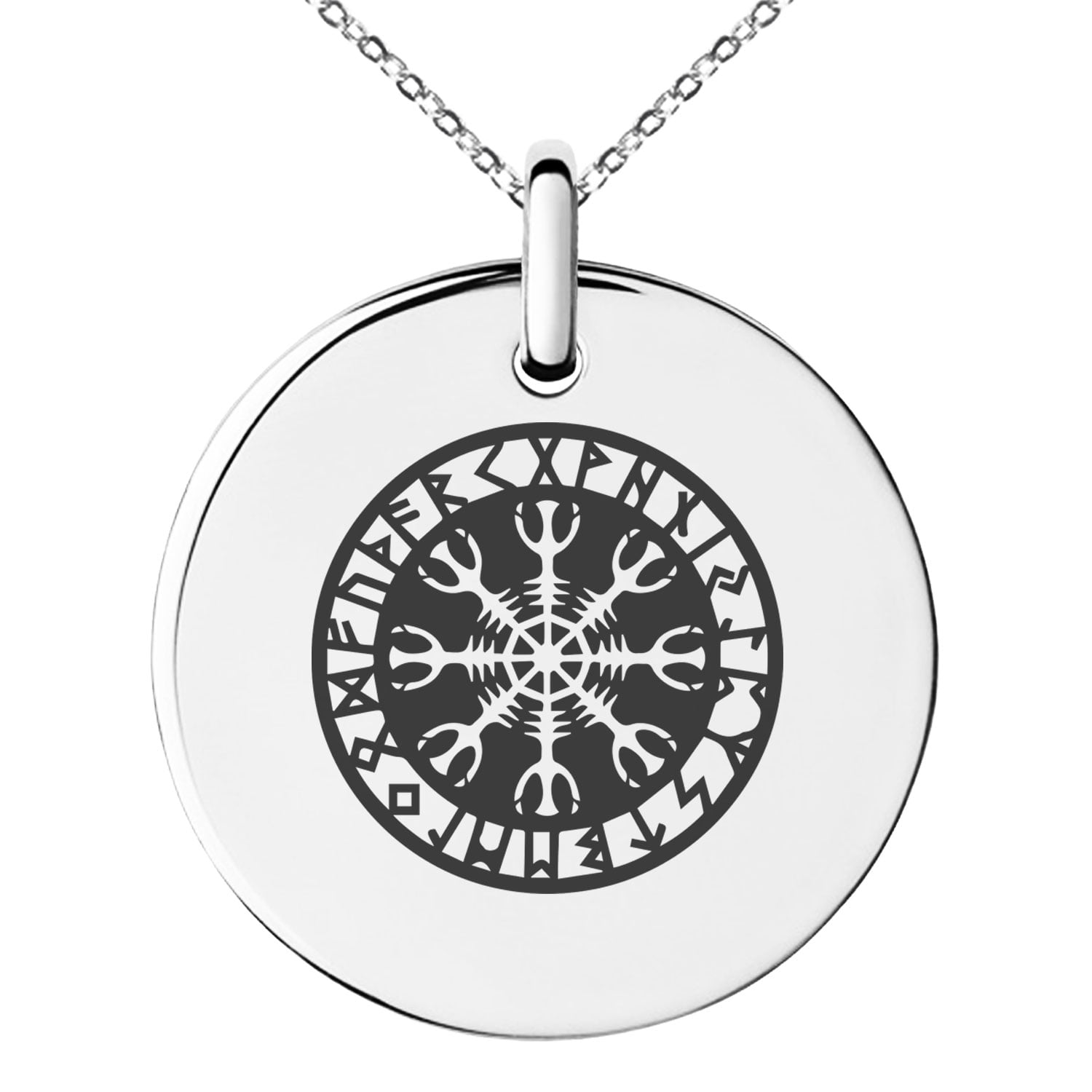 Stainless Steel Helm of Awe Viking Norse Engraved Small Medallion ...