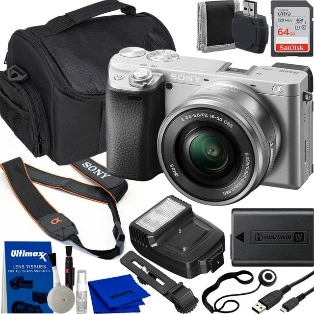 Sony Alpha a6400 Mirrorless Digital Camera (Silver) with 16-50mm Lens and Essential Accessory ...