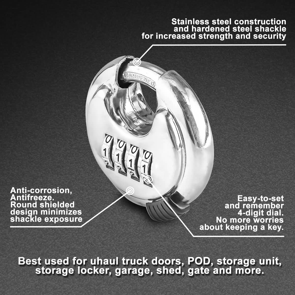 Buy FactorDuty 1 Piece 4 Digit Combination Disc Padlock with Hardened ...