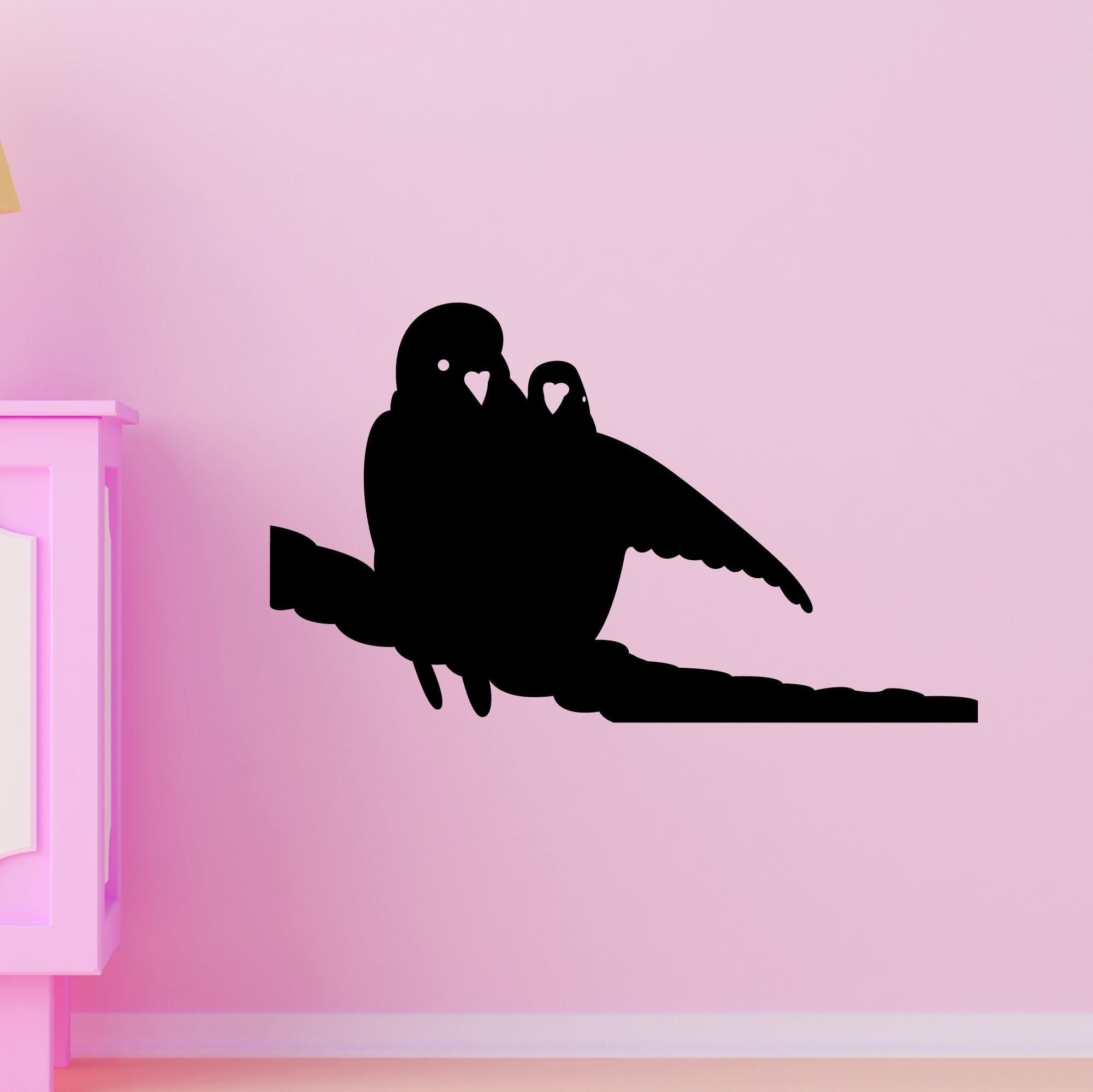 Outdoor Scenes Wall Decal Baby Bird Under Wing of Mama Bird Silhouette ...
