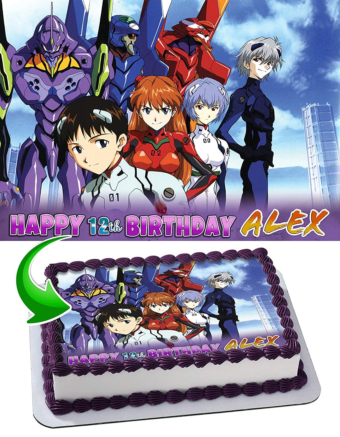 Neon Genesis Evangelion Edible Cake Image Topper Personalized Picture 1 ...