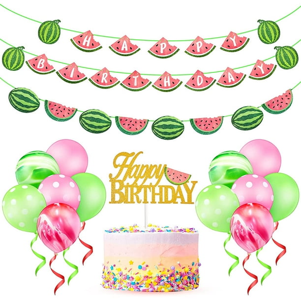 39 Pieces Watermelon Themed Birthday Party Decorations Includes 1 Happy ...