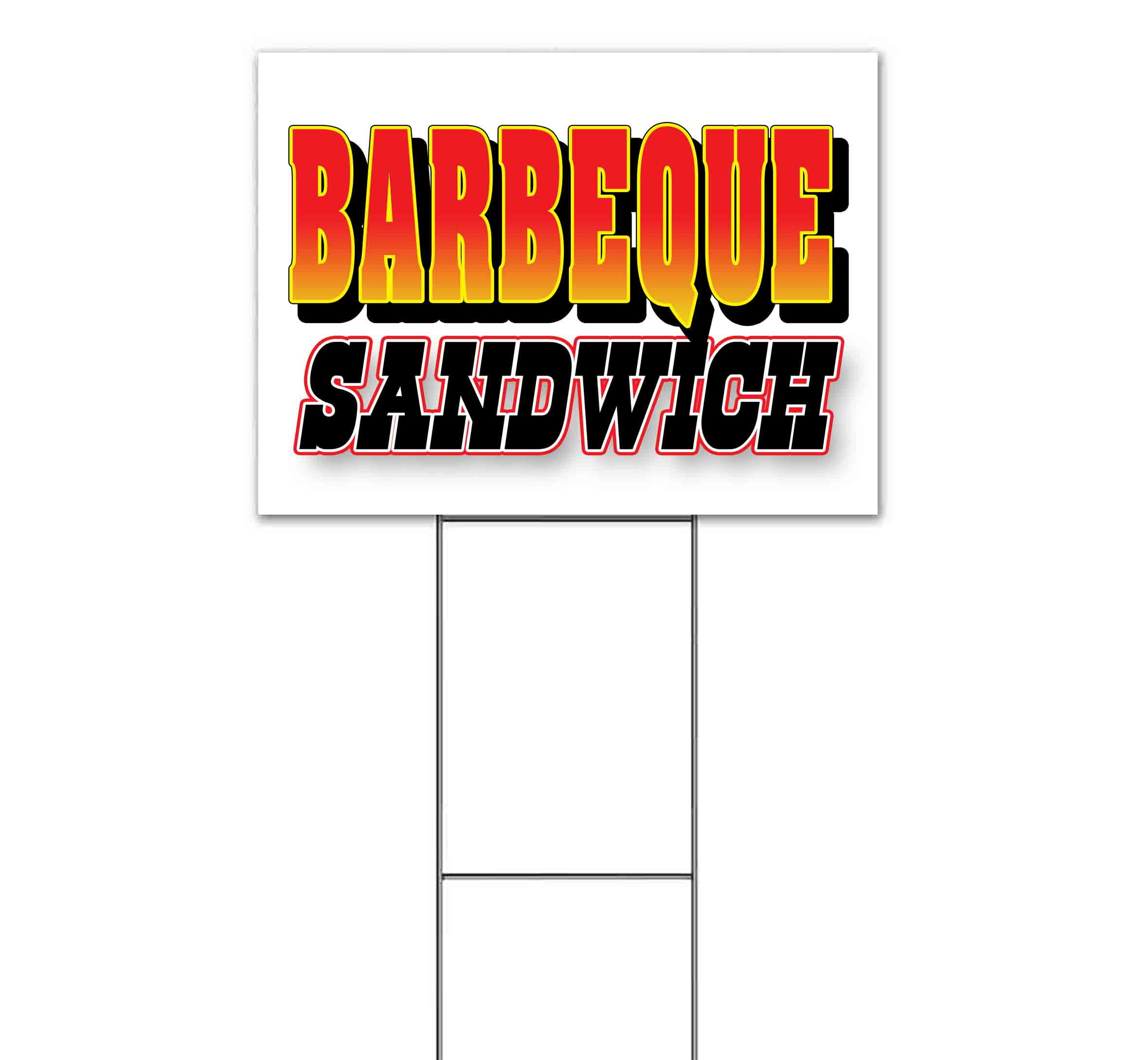 Barbeque Sandwich (18" x 24") Yard Sign, Includes Metal Step Stake ...