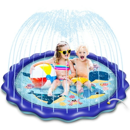 Splash Pad,68" Sprinkler Pool for Kids,Summer Outdoor Water Toys Fun ...