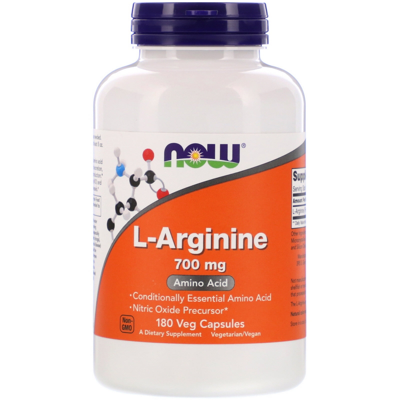 L-Arginine, 700 mg, 180 Veg Capsules, NOW Foods - Walmart.com