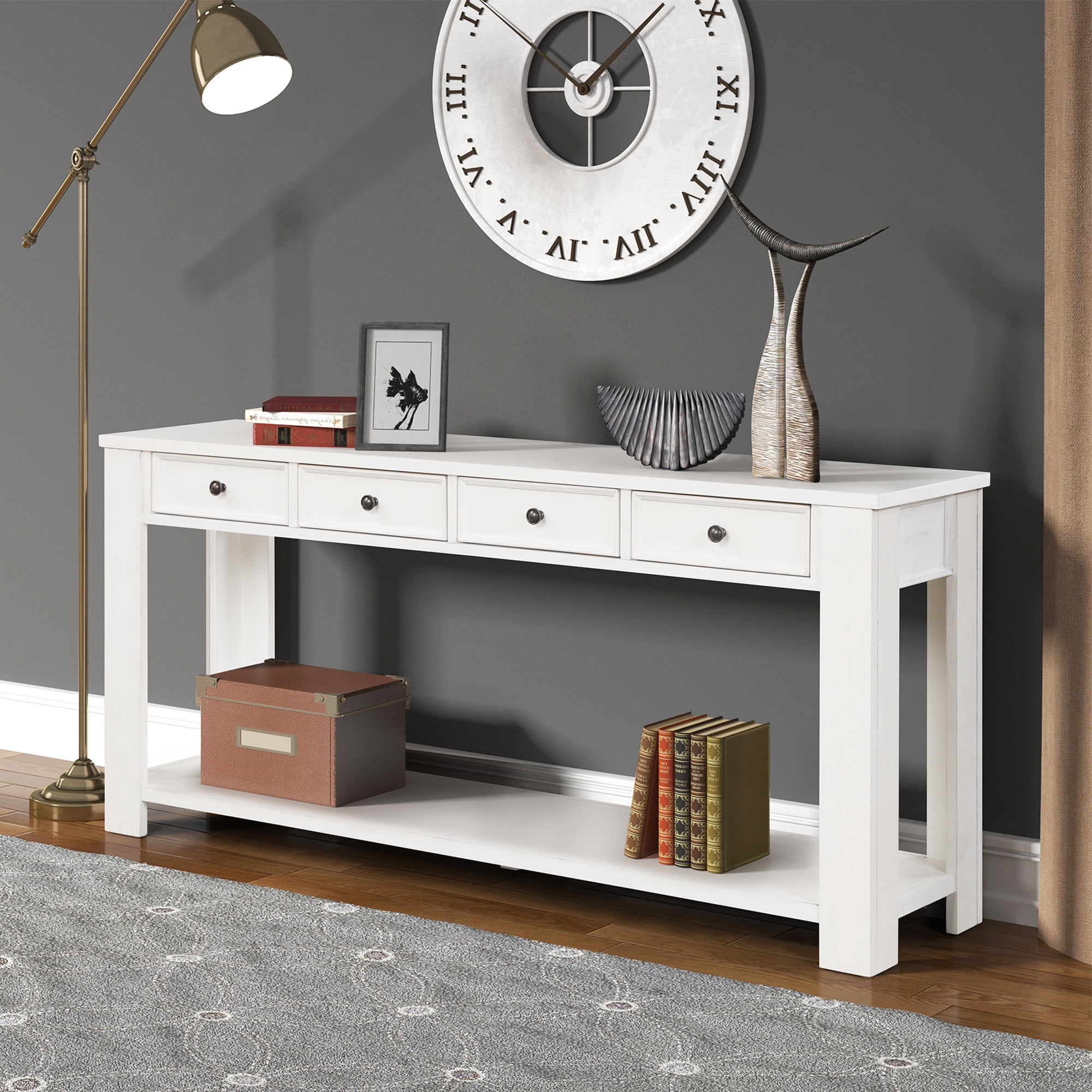 CJC Entry Console Table 63" Storage Sideboard with 4 Drawers and Bottom ...