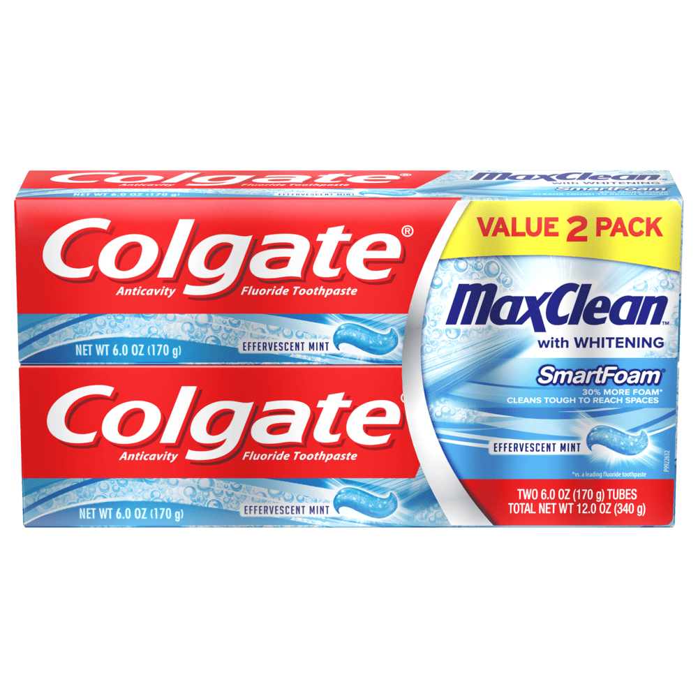 Colgate Max Clean 6 Oz. with Whitening Foaming Effervescent Mint ...