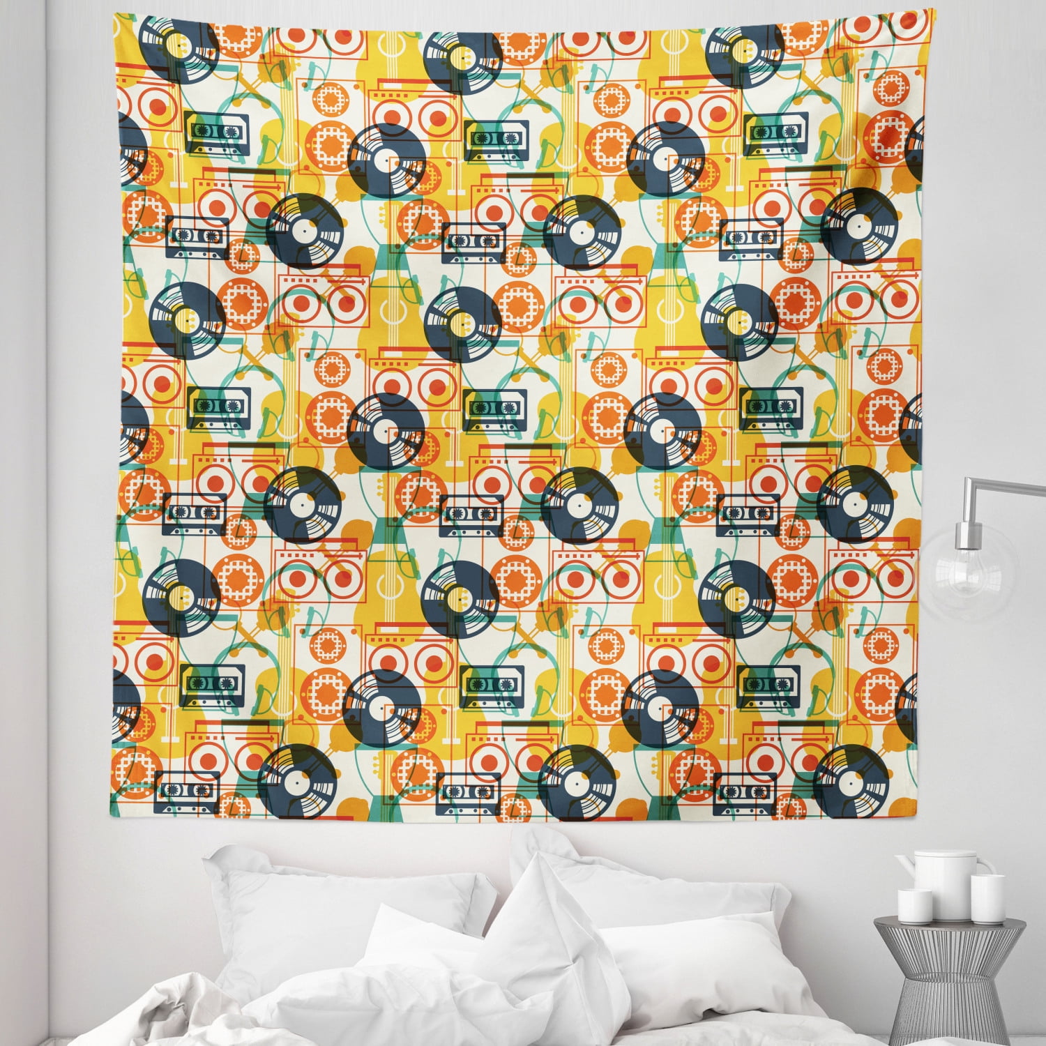 Music Tapestry, Pattern with Musical Instruments in Flat Design Style ...