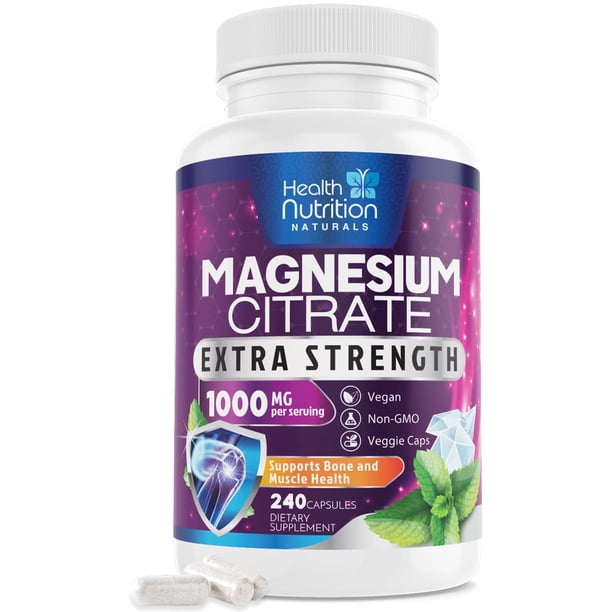 Magnesium Citrate Capsules 1000mg - Max Absorption Magnesium Powder ...