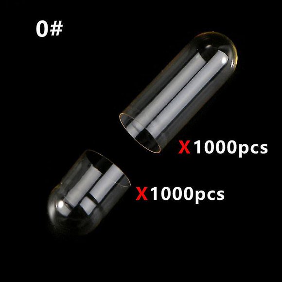 1000pcs Standard Size 00# 0# 1# Empty Capsules Gelatin Clear Capsules ...