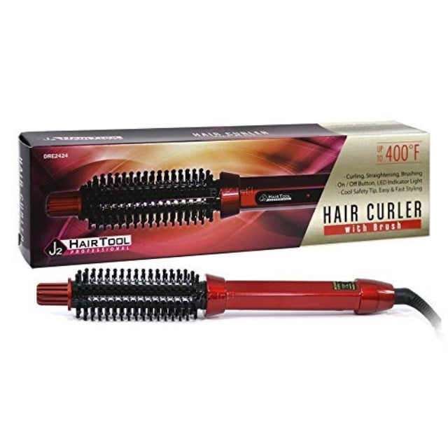 j2 hair curler with brush red, curling iron, hair curling, hair brush ...