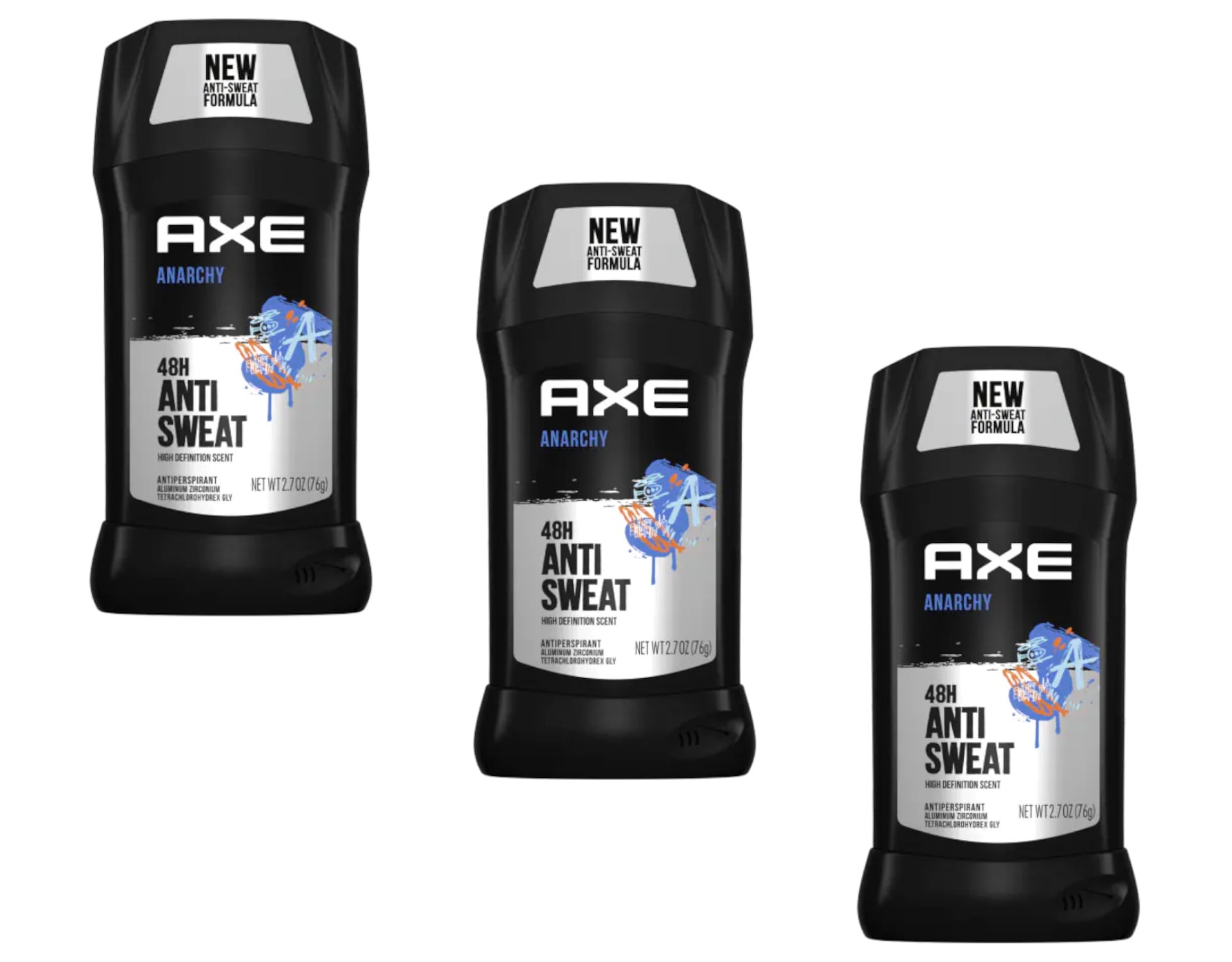 3 Pack Axe Anarchy Men's Dry Antiperspirant & Deodorant 2.7 Ounce Stick ...