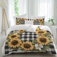4 Piece Duvet Cover Set Queen, Spring Pastoral Sunflower Wreath Leaf ...