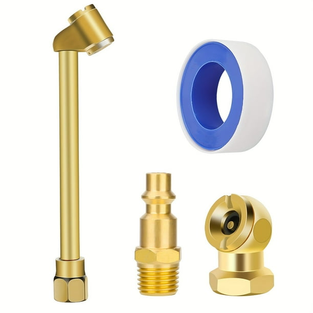 MesaSe Heavy-Duty Brass 2-Way Air Chuck Set with Shut-Off Valve for 1/4 ...
