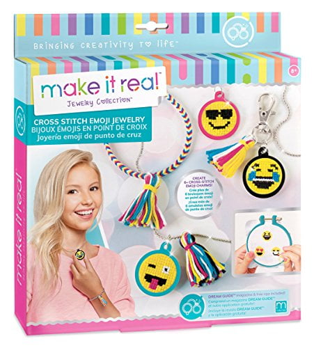 Make It Real Cross Stitch Emoji Jewelry. DIY Embroidery Emoji Pendant ...