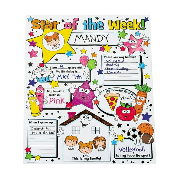 Color Your Own Star Of The Week Posters - Craft Kits - 30 Pieces ...