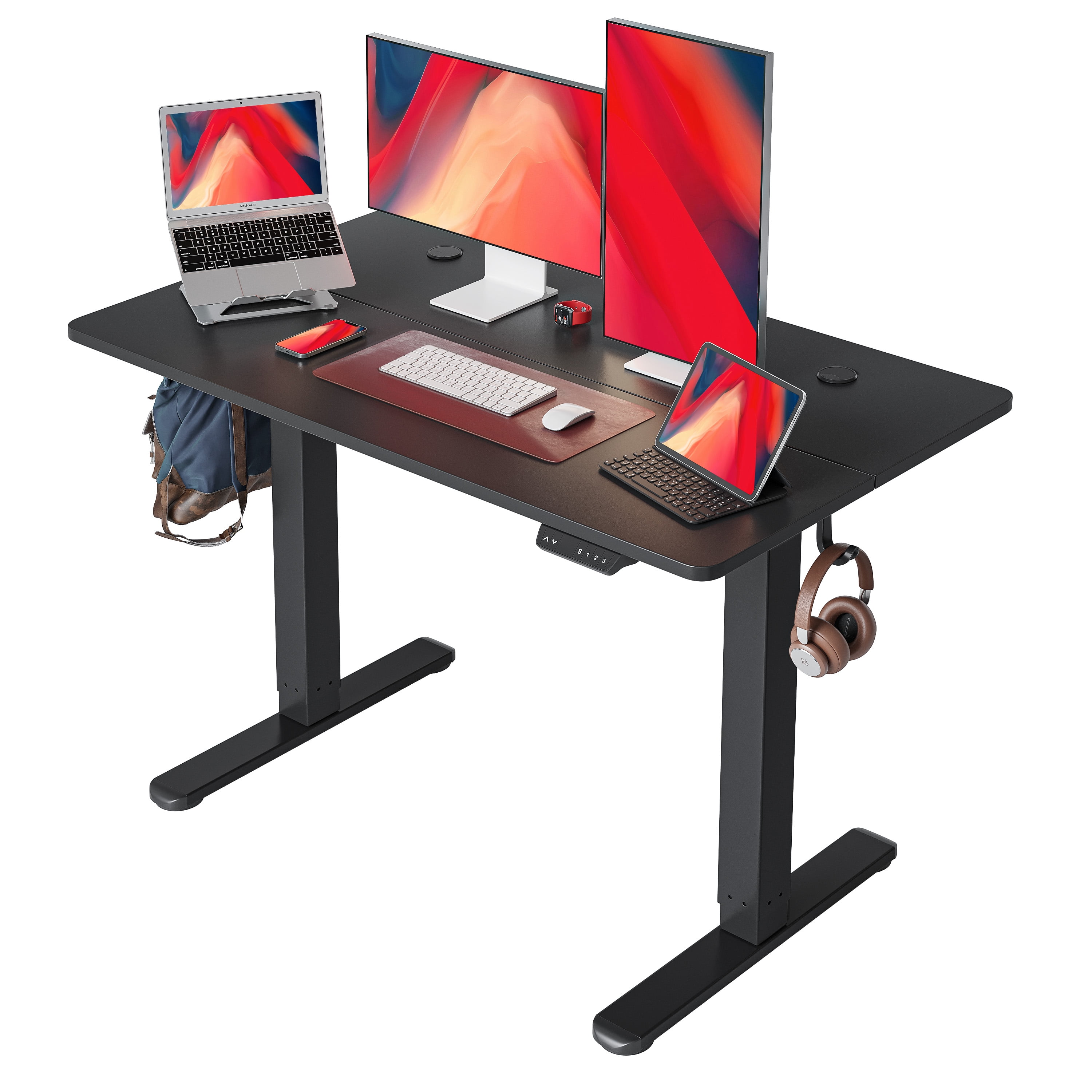 Fezibo Electric Standing Desk with Splice Board, Black Finish, 48 ...