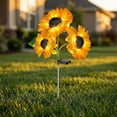 2Pcs Solar Powered Artificial Sunflower Lamp, Waterproof Ground Insert ...