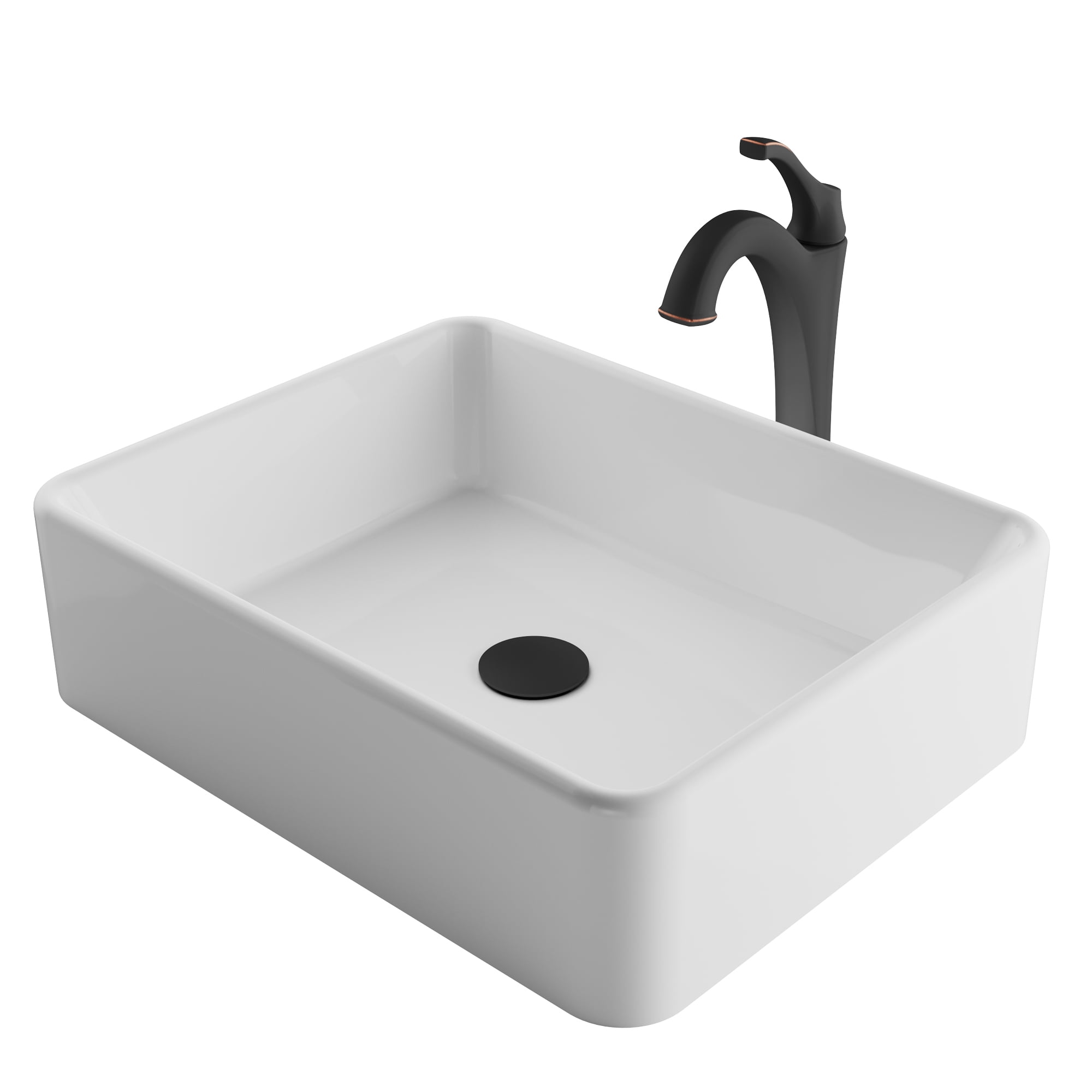 Kraus Elavo™ 19 Inch Modern Rectangular White Porcelain Ceramic