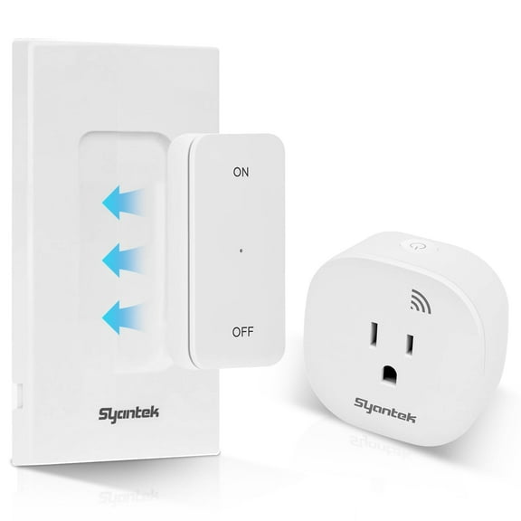 Syantek Wireless Remote Control Outlet, 15A/1875W Wall Mounted Remote ...