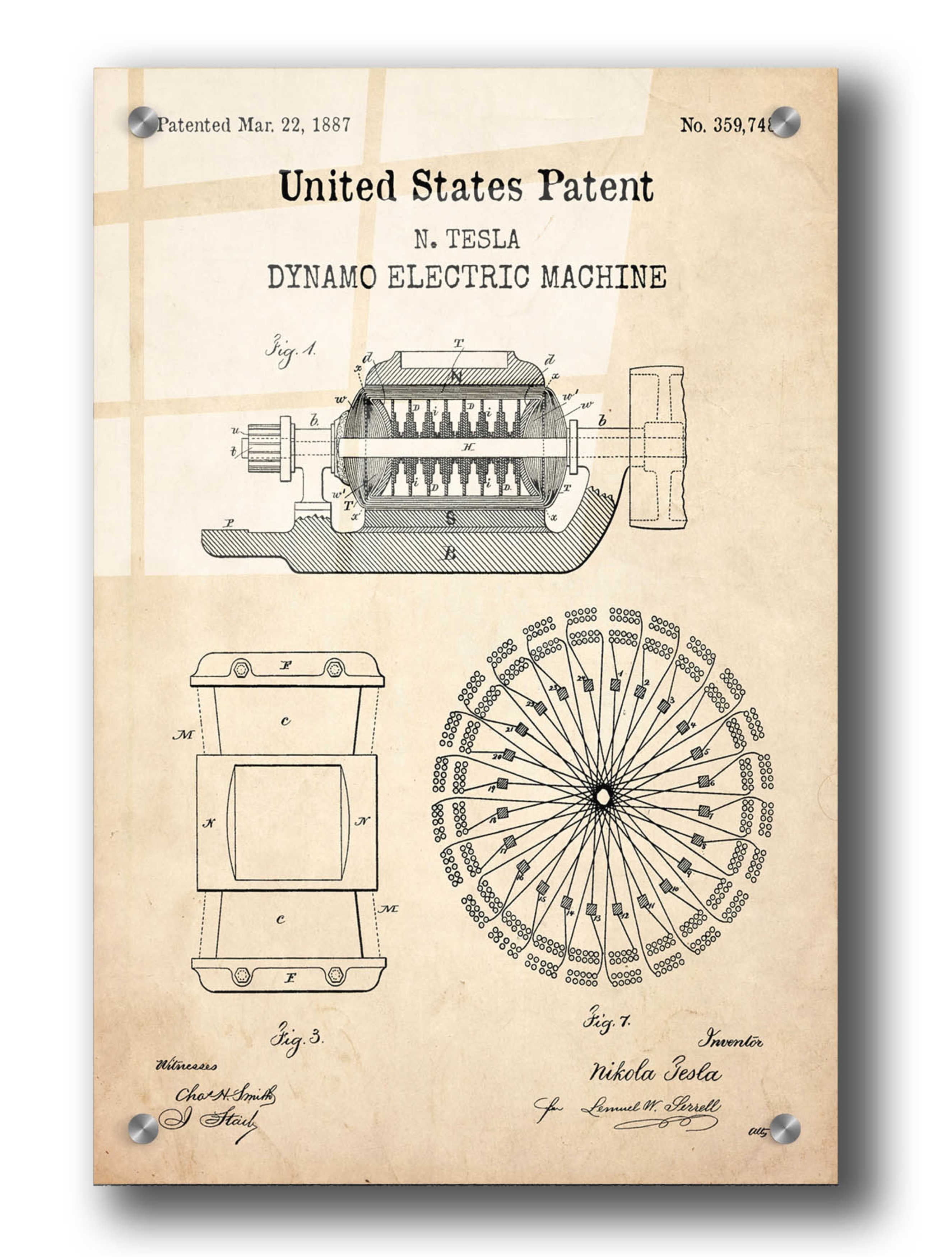 Epic Art 'Dynamo Blueprint Patent Parchment,' Acrylic Glass Wall Art ...