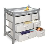 Badger Basket Sleigh Style Baby Wood Changing Table with 6 Baskets ...