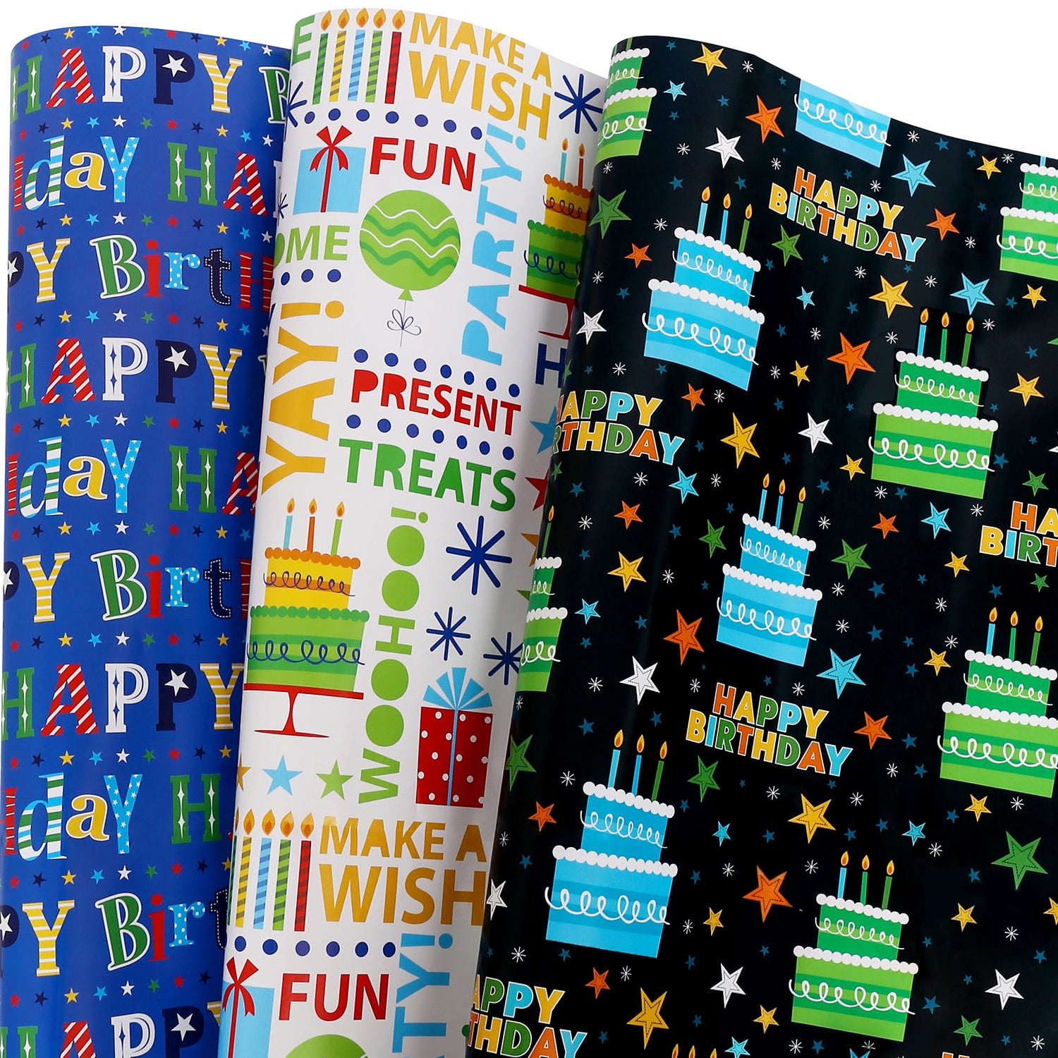 Birthday Wrapping Paper for Boys Girls Kids Men Women - 3 Style Happy ...