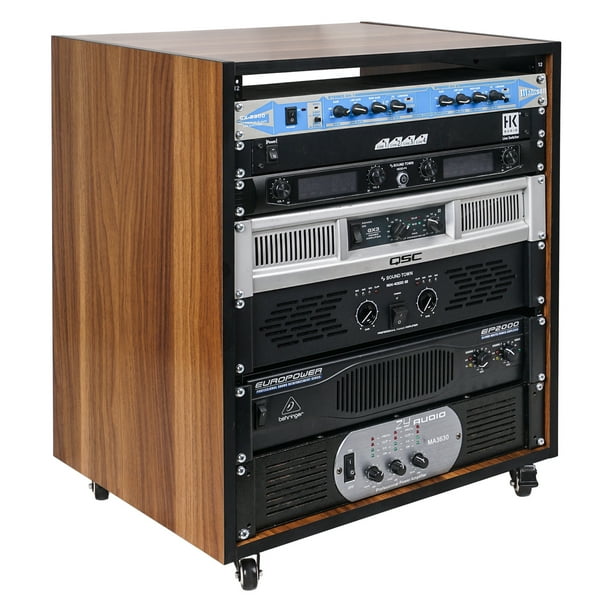 Sound Town DIY 12U Studio Rack with Furniture Grade Walnut Laminate ...