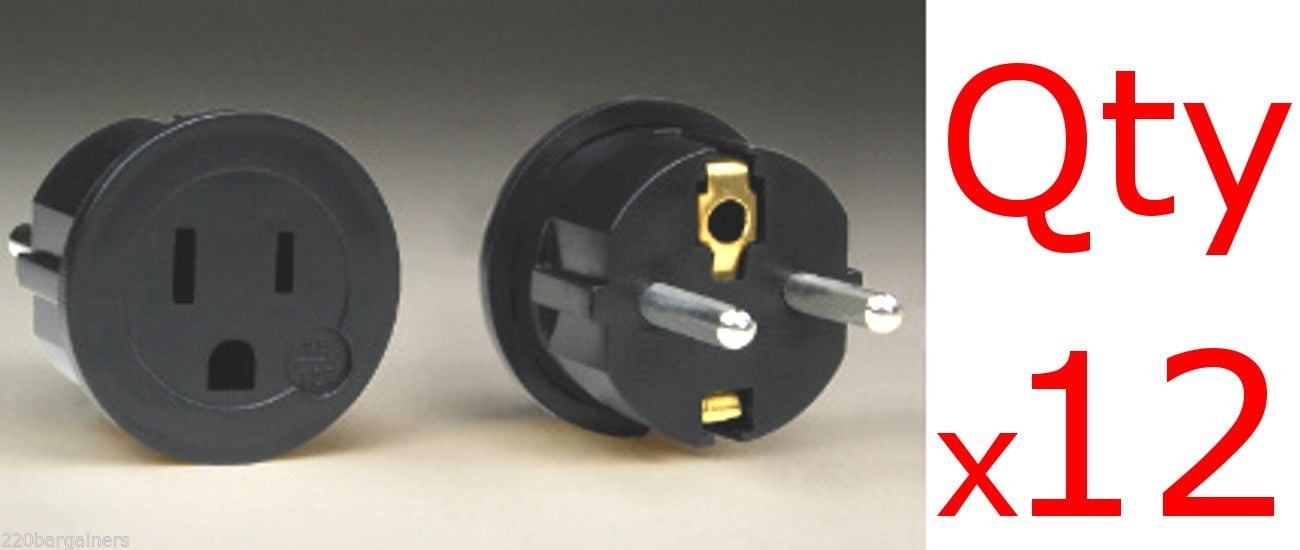 12 Pack of Plug Adapters - European / Asian Schuko Plug Adapter - USA ...