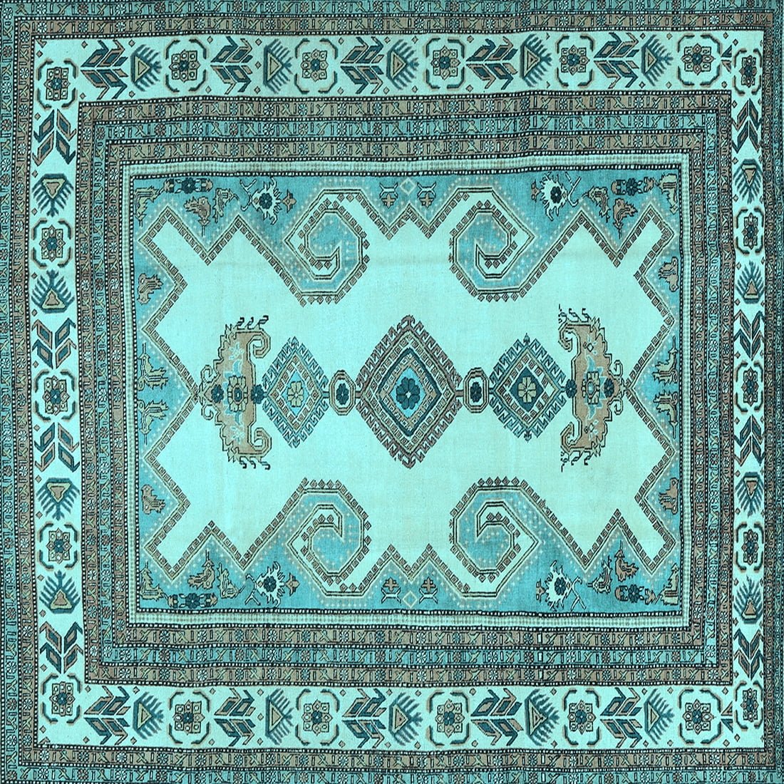 Ahgly Company Indoor Square Persian Light Blue Traditional Area Rugs, 6 ...